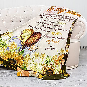 Gifts for Sister Throw Blanket Cozy & Soft Throw Blankets Sister Birthday Gifts from Sister Christmas Personalized Throw Blanket to My Sister Flannel Blankets 50" X 60"