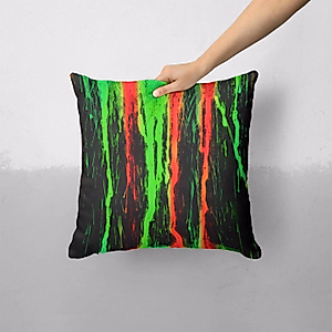 iiRov Running Neon Green and Coral Watercolor Paint - Custom Decorative Home Decor Indoor or Outdoor Throw Pillow Cover for Sofa, Bed or Couch Cushion (Pillow CASE Cover ONLY)