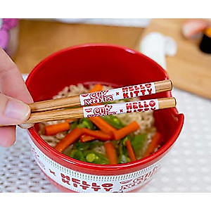 Sanrio Hello Kitty x Nissin Cup Noodles Red Ceramic Ramen Bowl and Chopstick Set