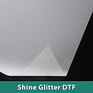 OFFNOVA Glitter DTF Transfer Film, 11.7" x 16.5"- 30 Sheets A3 PET Heat Transfer Paper Direct to Film Printing for All Fabrics and Color T-Shirts Textile