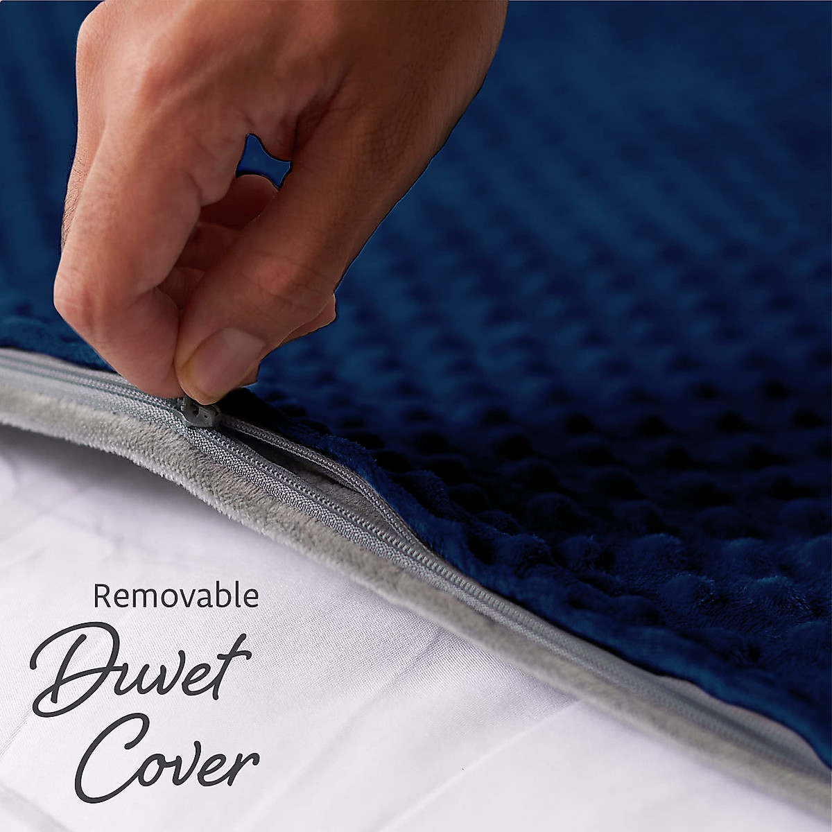 Quility Weighted Blanket for Kids & Toddlers - 12 LB Twin Size Kids Weighted Blanket for Cooling & Heating - 100% Cotton Blanket w/Glass Beads, Machine Washable - 48"x72", Navy