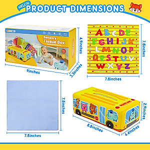 OKOOKO Tissue Box Toy for Baby 6 to 12 Months Soft Stuffed Sensory Toy Strengthen Pincer Grasp Montessori Early Educational Preschool Learning Toy for Newborn Baby Infant Toddler Kid