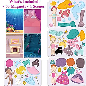 Hapinest Magnetic Dress Up Dolls for Girls, Magnet Dolls Dress Up, Pretend & Play Magnetic Travel Toys Tin Playset, Magnetic Doll Dress Up Kits for Girls Ages 4 5 6 7 Years and Up, Fairytale Fantasy