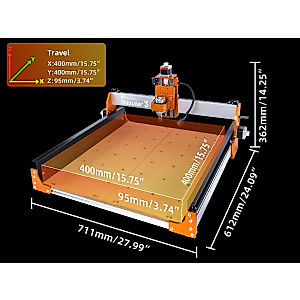 FoxAlien CNC Router Machine Masuter 3 with Steel Wheels, 3-Axis Engraving Milling Machine 15.75” x 15.75” x 3.74” Working Area for Wood Acrylic MDF Nylon Carving Cutting
