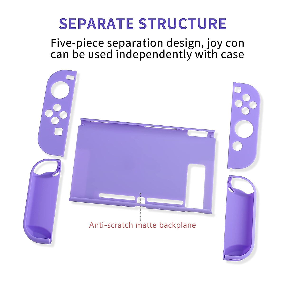 FANPL Case for Nintendo Switch, Hard Shell Cute Protective Case Cover for Switch and Joy Con Controller with 2 Flower Thumb Grips - Comfortable Touch (Purple)