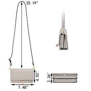 UTO Crossbody Bags for Women Leather Wallet with Wristlet Card Phone Checkbook Passport Organizer Ladies Clutch Purse Crossie Beige