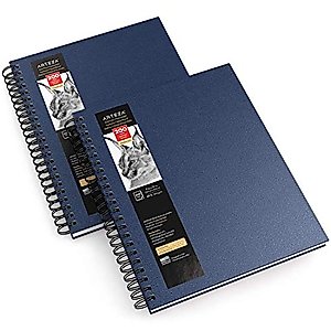 ARTEZA Spiral Sketch Book 9x12 Drawing Pad 2 pack 100 Sheets Sketch Pads for Drawing for Adults & Teens