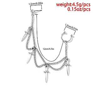 Denifery Punk Nose Rings Hoop Chain Fake Septum Ring Non Piercing Nose Rings with Chain Nose to Ear Chain Nose Ring Hiphop Jewelry for Women (Style 3)