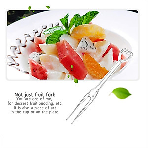 HuiYouHui 300 Disposable Fruit Forks safety and sanitation 3.5" Length Plastic Cocktail Picks Sticks heart shapes Cute Food Pick Party Supplies Plates Picks Dessert Forks Cake Forks
