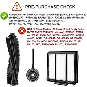 Lemige 10 Pack Replacement Filter Side Brush for Shark ION Robot Vacuum R85 RV850 S86 S87 S88 R71 R72 R75 RV761 RV771 RV871 AV751 AV752 AV753