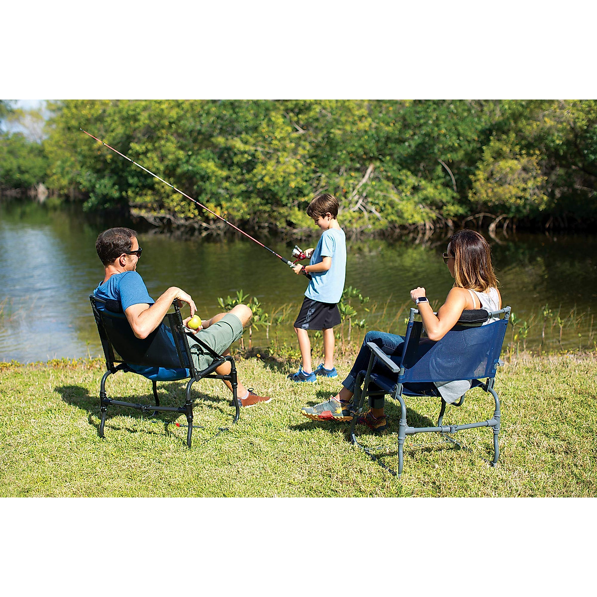 Rio Gear 15.5" Seat Height Compact Traveler Folding Chair with Hard Arms - Large