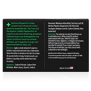 Defense Soap All Natural Peppermint Bar Soap for Men | Made by Wrestlers with Tea Tree Oil & Eucalyptus Oil to Promote Healthy Skin