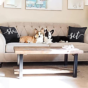 Pyonic Set of 2,Outdoor Waterproof Throw Pillow Covers,Square Pillow Covers Decorative Cushion Cover for Patio Garden Living Room Couch (Black, 18X18)