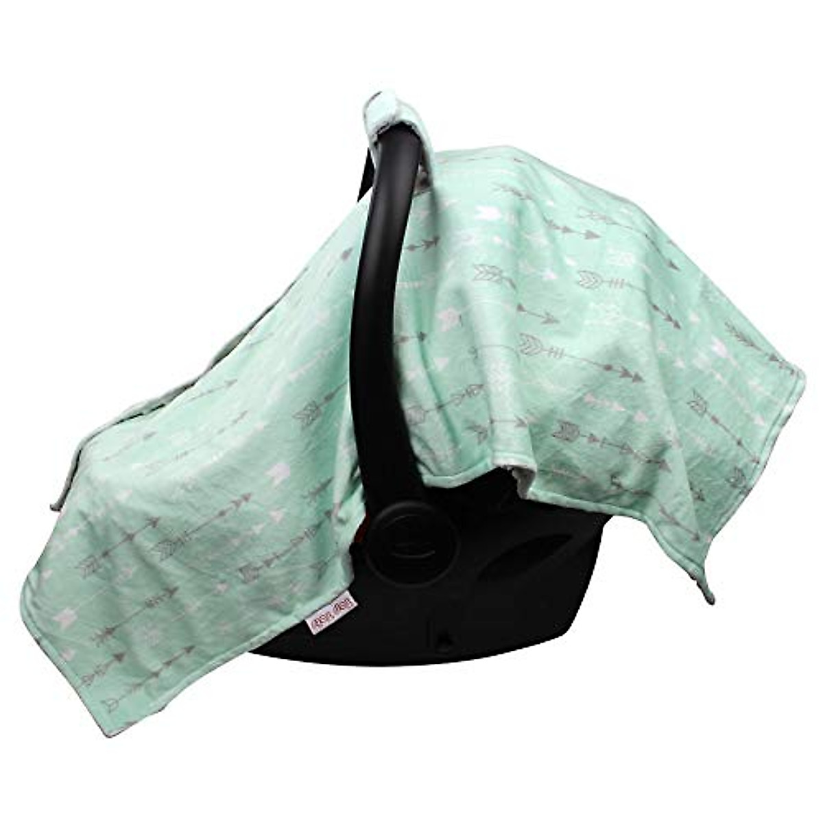 Top Tots Baby Car Seat Canopy Cover - Seafoam Grey and White Native Arrows