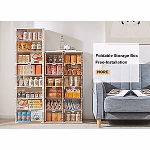 MAYIBOX Shoe Cabinet 2-20 Grid Stackable Transparent Folding Shoe Box Plastic Storage Box Storage 2-40 Pairs of Shoes (2 Rows 20 grids)