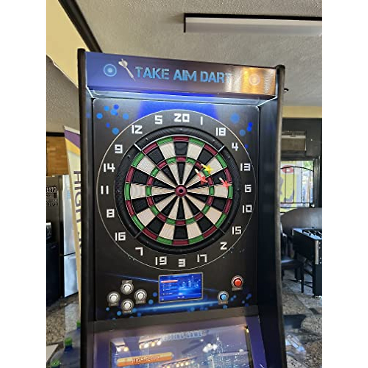 Heavy Duty Electronic Non Coin Operated Take Aim Dart Machine with 23" Monitor