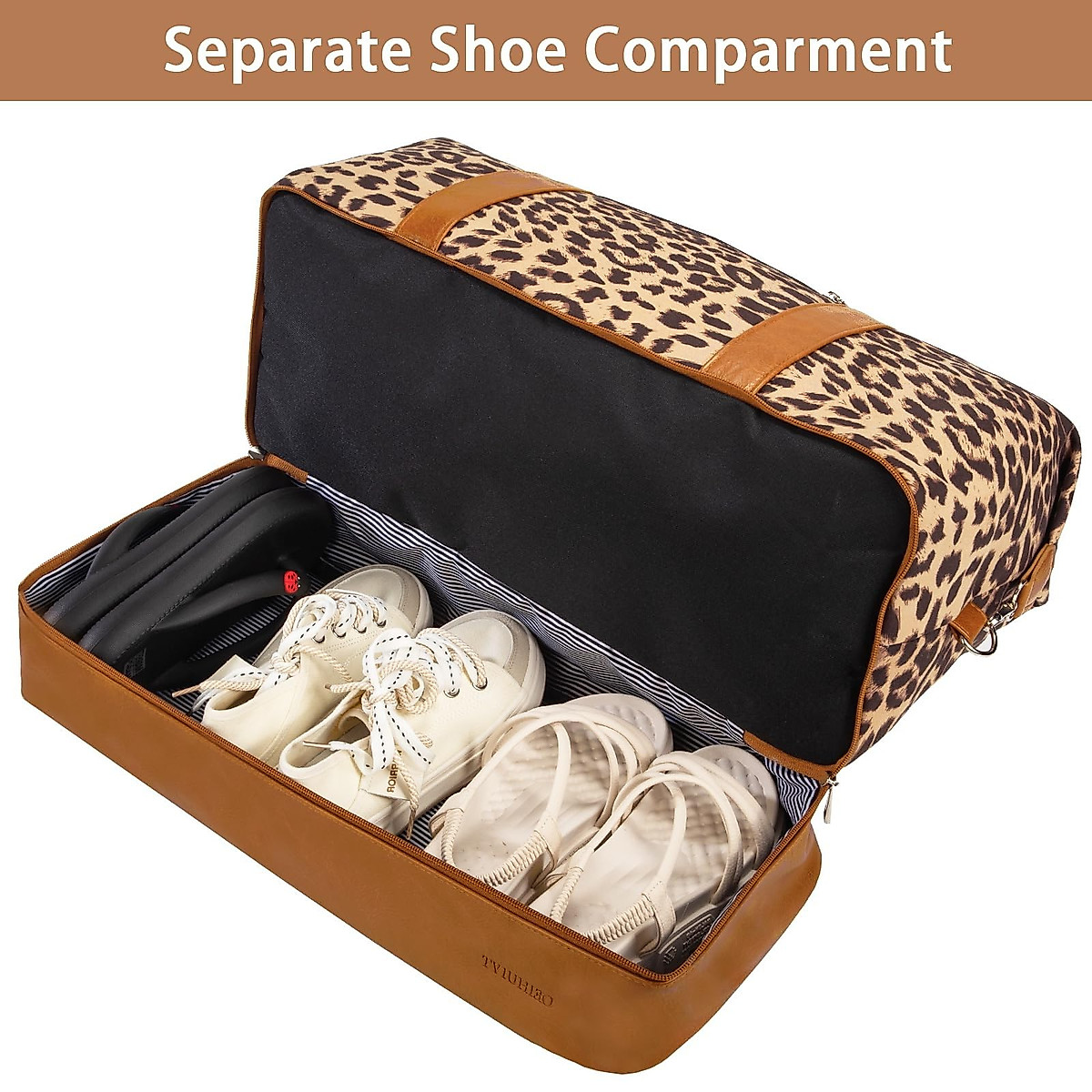 Weekender Bags For Women With Shoe Compartment Large Capacity Travel Overnight Bags Perfect For Travel/Gift (Leopard)