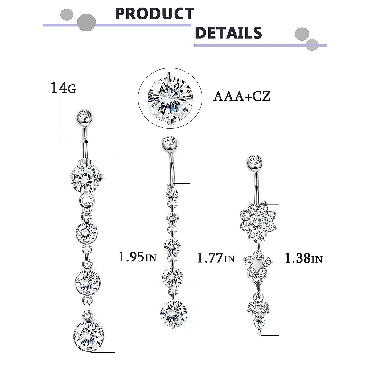 SEVENSTONE 10PCS Stainless Steel Belly Button Rings for Women Navel Piercing Bars Body Jewelry