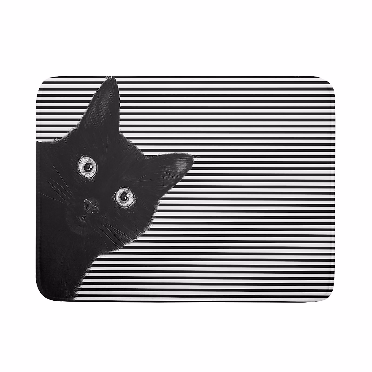 Black Cat Dish Drying Mat Classic Striped Dishes Pad Hanging Drainer Rack Mats Absorbent Fast Dry Kitchen Accessories 18 x 24 inch