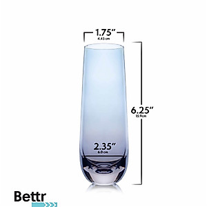 BETTR - Stemless Champagne Flute Glasses - Iridescent Blue/Indigo Bottomless Mimosa Glass - Cocktail/Wine Glassware - All-Purpose Drinkware Juice, liquor, Water Glasses with 10.5 FL oz (Set of 4)