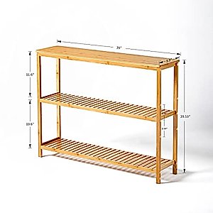SINWANT Narrow Console Table,Bamboo Sofa Table with 2 Mesh Shelves,Entryway Table Foyer Table for Hallyway,Front Hall,Couch,Living Room,Kitchen etc. Long Console Tables for Entryway,39.4 inch