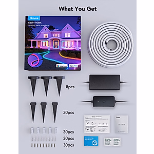 Govee Outdoor Neon Rope Lights, 32.8ft RGBIC IP67 Waterproof Patio Decorations with 64 Scene Modes, Music Sync, Flexible LED Outdoor Lights, Holiday Lights Work with Alexa, Google Assistant