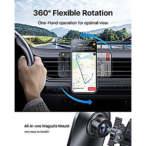 andobil Newest Magnetic Car Phone Mount Pro [Strongest Magnet, Big Phone Friendly] Ultra Stable MagSafe Car Vent Mount, Magnetic Phone Holder Car Fit for iPhone 14 13 12 Pro Max Android Samsung S23