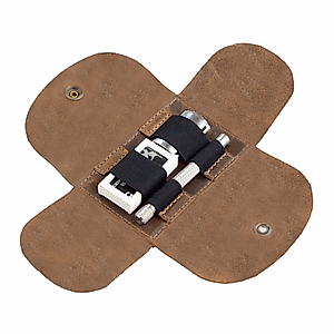 Hide & Drink, Leather Razor Case Wallet, Shaving Accessories, Personal Care Essentials, Handmade :: Bourbon Brown