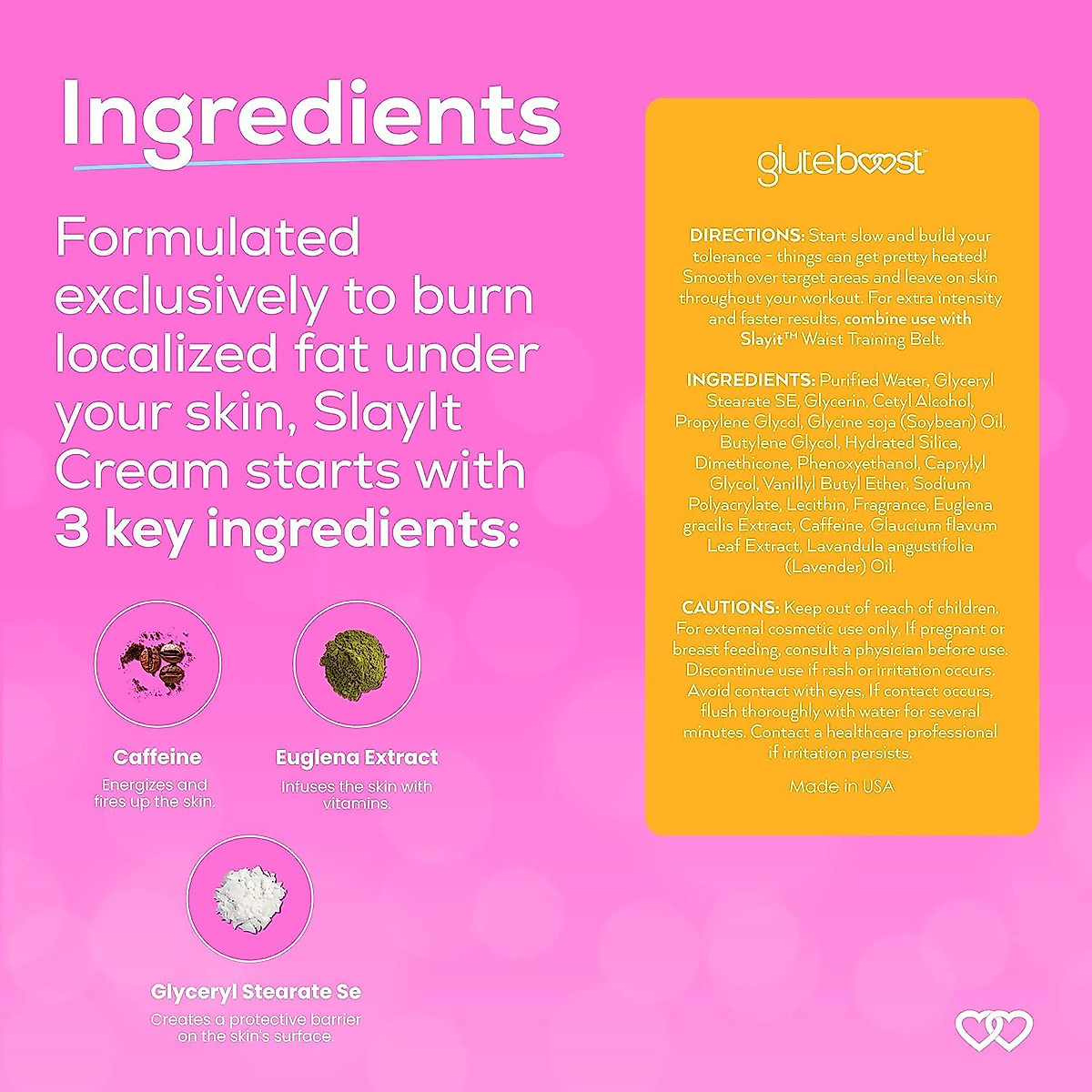 Gluteboost Thermogenic Skin Tightening Cream for Body Firming – Stomach Tightening Cream for Men and Women – Apply Pre-Workout to Aid Slimming Stomach and Thighs