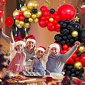 157Pcs Red Black Balloon Garland Arch Kit, Large Small Medium Metallic Gold Diy Balloons for Baby Shower Party Birthday Wedding Graduation Decorations
