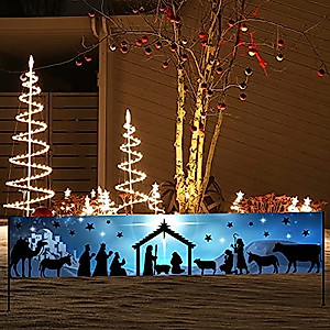 Manger Scene Religious Christmas Banner Decoration- Holy Nativity Christmas Yard Sign Banner for Outside 2022 Xmas Decoration