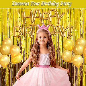 6 Pack Gold Foil Fringe Curtains Party Backdrop, 3.28 x 8.2 ft Metallic Foil Tinsel Fringe Backdrop Door Fringe for Photo Wedding Birthday Bridal Showers Graduation Theme Party Decorations