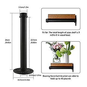 Pipe Shelf Brackets 9 inch, Industrial Floating Shelving Bracket 10 Pack, Wall Mounted DIY Hanging Rustic Pipe Brackets for Floating Shelves, Black, HOME MASTER HARDWARE