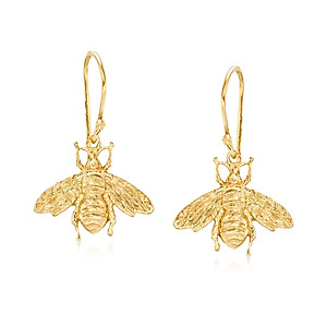 Ross-Simons Italian 18kt Yellow Gold Over Sterling Silver Bee Drop Earrings