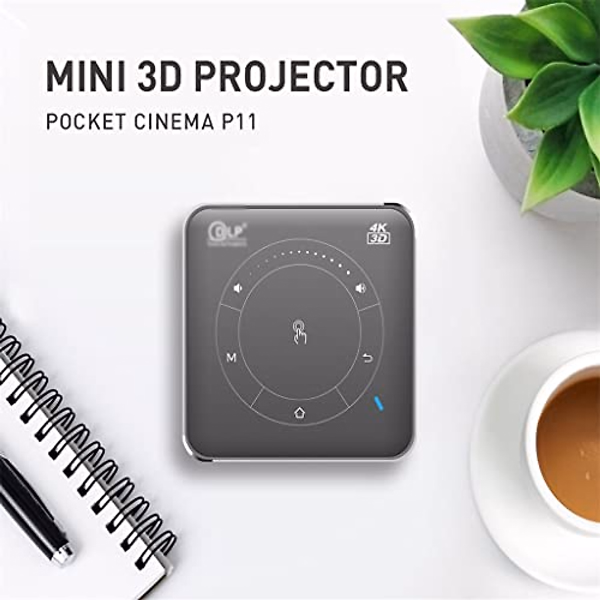 IULJH Mini Projector 4K DLP Android 9.0 Support Mini video Beamer Mobile Phone with Battery ( Color : E )