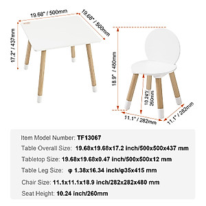 VEVOR Kids Table and Chairs, Toddler Table and Chair Set, Children Wooden Multi-Activity Table for Play, Art, Craft, Reading, Learning, Eating, 1 Table and 2 Chairs
