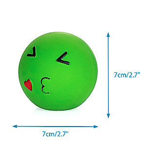 CHIWAVA 3 Pack 2.7'' Latex Squeaky Dog Toy Ball Smiley Face Round Balls Interactive Fetch Play for Medium Dogs