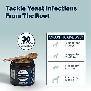 Four Leaf Rover: Yeast Guard - Dog Gut Health Probiotics Support Powder - Organic Herbs for Flora and Immune Support - 7 to 60 Day Supply, Depending on Dog’s Weight - Vet Formulated - for All Breeds