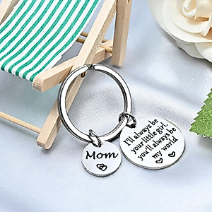 Mother's Day Gifts from Daughter Son for Mom Birthday Valentine's Day Christmas Keychain Gifts-Back Carving I Love You (I will always be your little girl, you will always be my world)