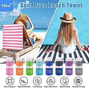 Sfee 2 in 1 Microfiber Beach Towel, Quick Dry Towel Camping Towel Travel Towel Super Absorbent Compact Lightweight Sports Towel Gym Towel Set for Beach, Gym, Hiking, Pool, Backpacking, Bath, Yoga