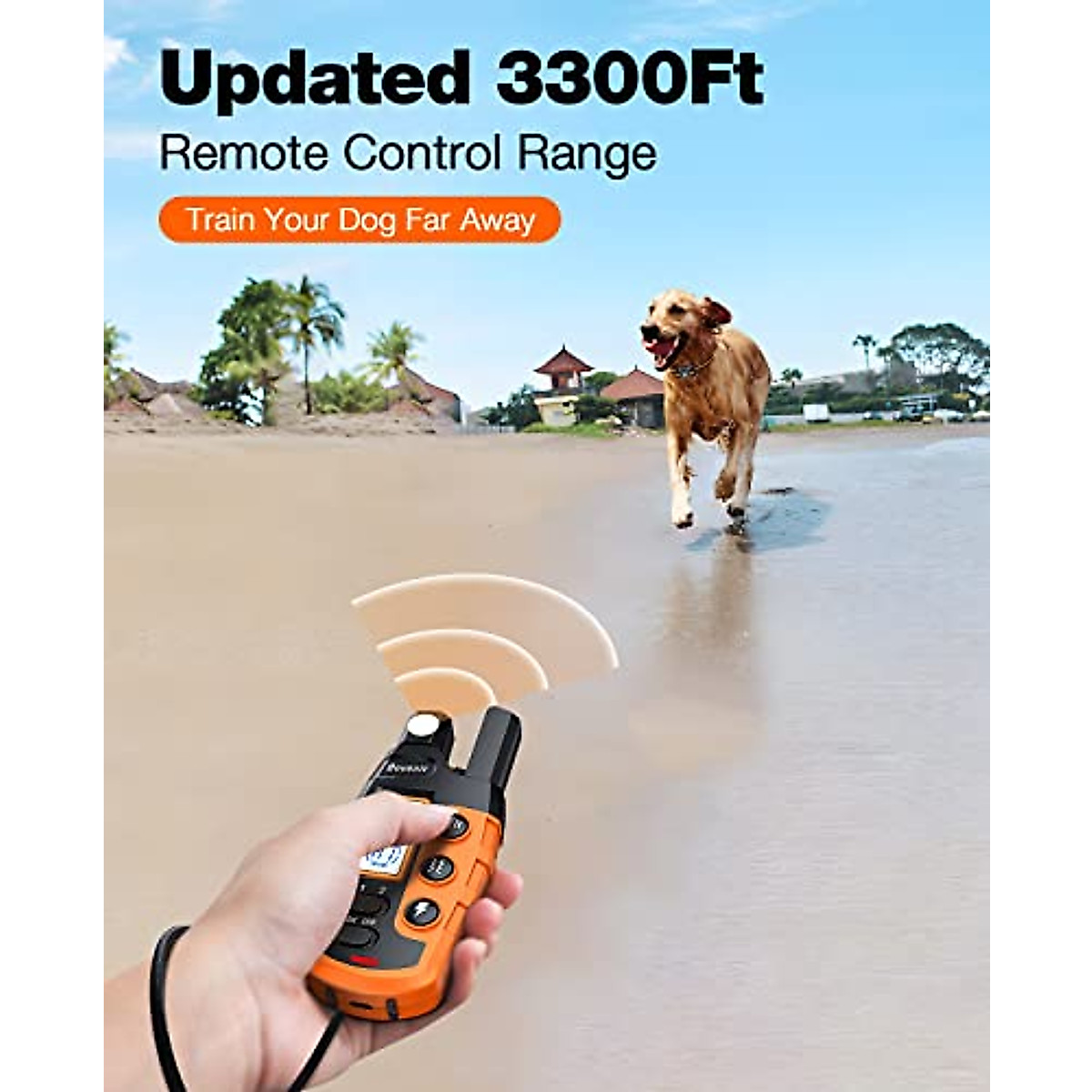 Bousnic Dog Shock Collar - 3300Ft Dog Training Collar with Remote for 5-120lbs Small Medium Large Dogs Rechargeable Waterproof e Collar with Beep(1-8), Vibration(1-16), Safe Shock(1-99) (Orange)
