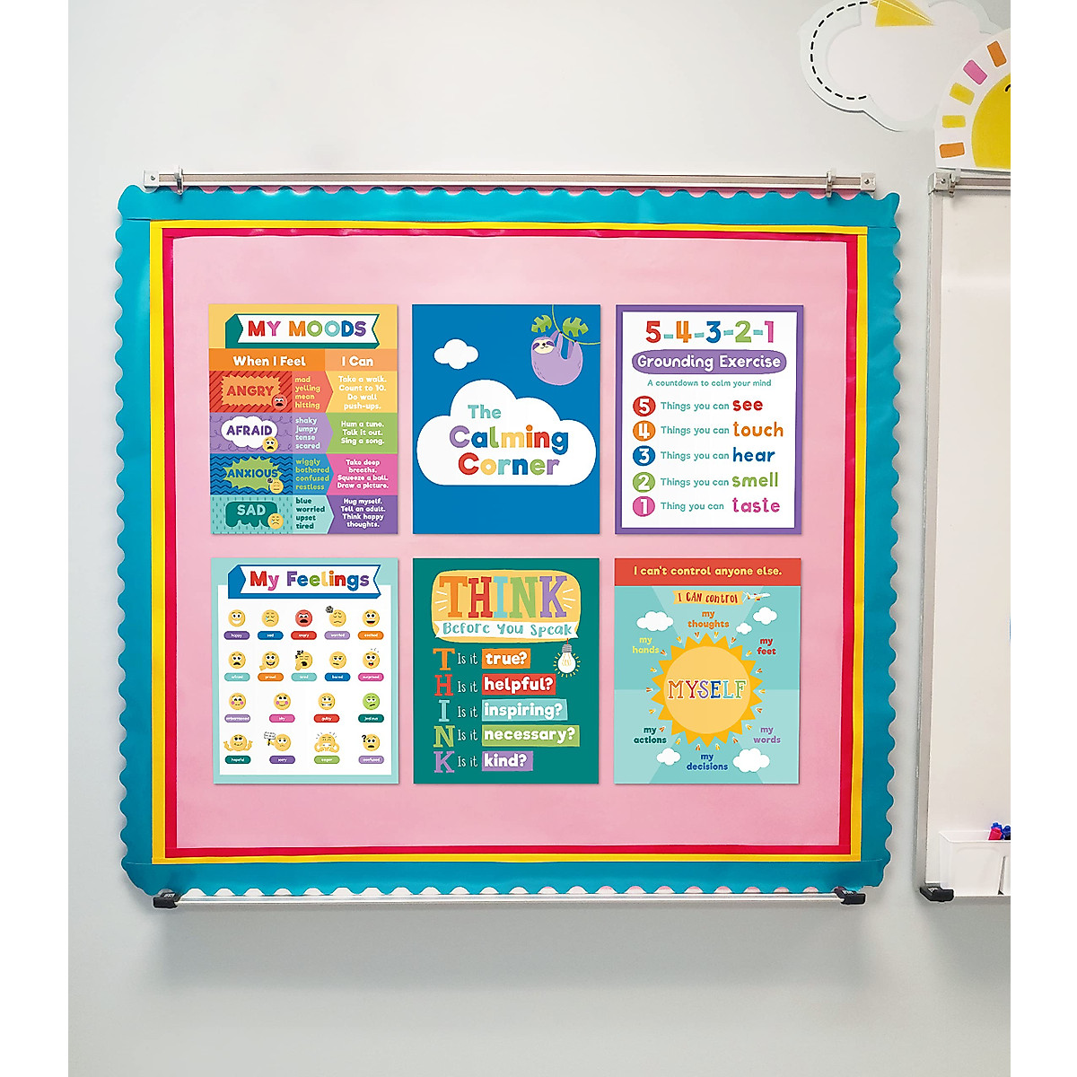 Carson Dellosa Calming Strategies Bulletin Board Set—Calming Strategies and Mood Charts for Social Emotional Learning, Homeschool or Classroom Decor (7 pc)