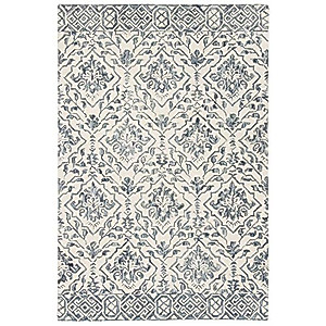 SAFAVIEH Dip Dye Collection Area Rug - 8' x 10', Blue & Ivory, Handmade Wool, Ideal for High Traffic Areas in Living Room, Bedroom (DDY901M)