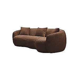 Modern Cloud Curved Sofa Mid-Century Comfy Half Moon Boucle Couch,Luxury 4-Seat Fabric Upholstered Leisure Deap Seat Sectional Sofá with 3 Throw Pillows for Living Room
