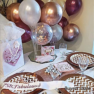 Chrome Rose Gold Burgundy Balloons - 50Pieces White Metallic Rose-Gold Dark Red Balloons for Birthday Women Wedding Bridal Shower Anniversary Party Decorations