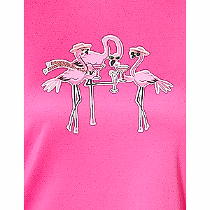 HUE Women's Plus Size Timeless Soft Jersey 3 Piece Pajama Set, Fuchsia Purple-Jolly Flamingo, 1X