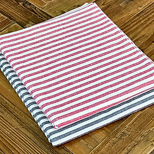 Farmhouse Ticking Red Fabric, Extra Wide Bulk Yardage, 1 Yard, 36" L x 80" W, Cotton Material for Sewing