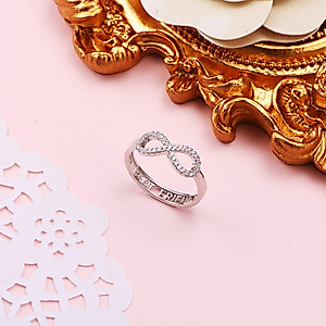 JZMSJF S925 Sterling Silver Best Friend Infinity Rings Friendship Gifts for Women Teens Size 8