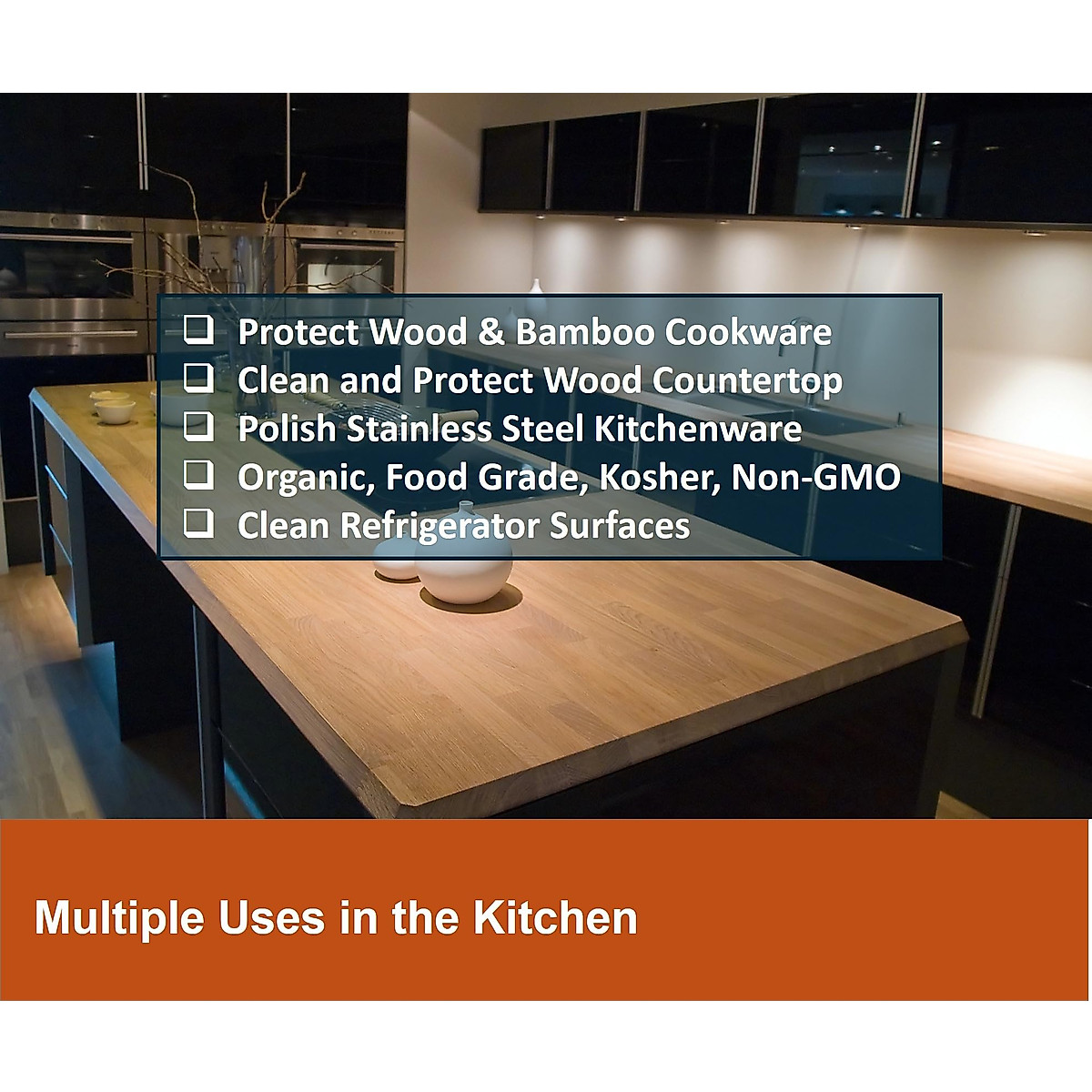 Verdana Organic Cutting Board Oil – Food Grade Kosher Non-GMO – 100% Coconut Derived & Vegan - Butcher Block Oil & Conditioner and Polish for All Wood – NO Mineral Oil Involved – 8 Fl Oz