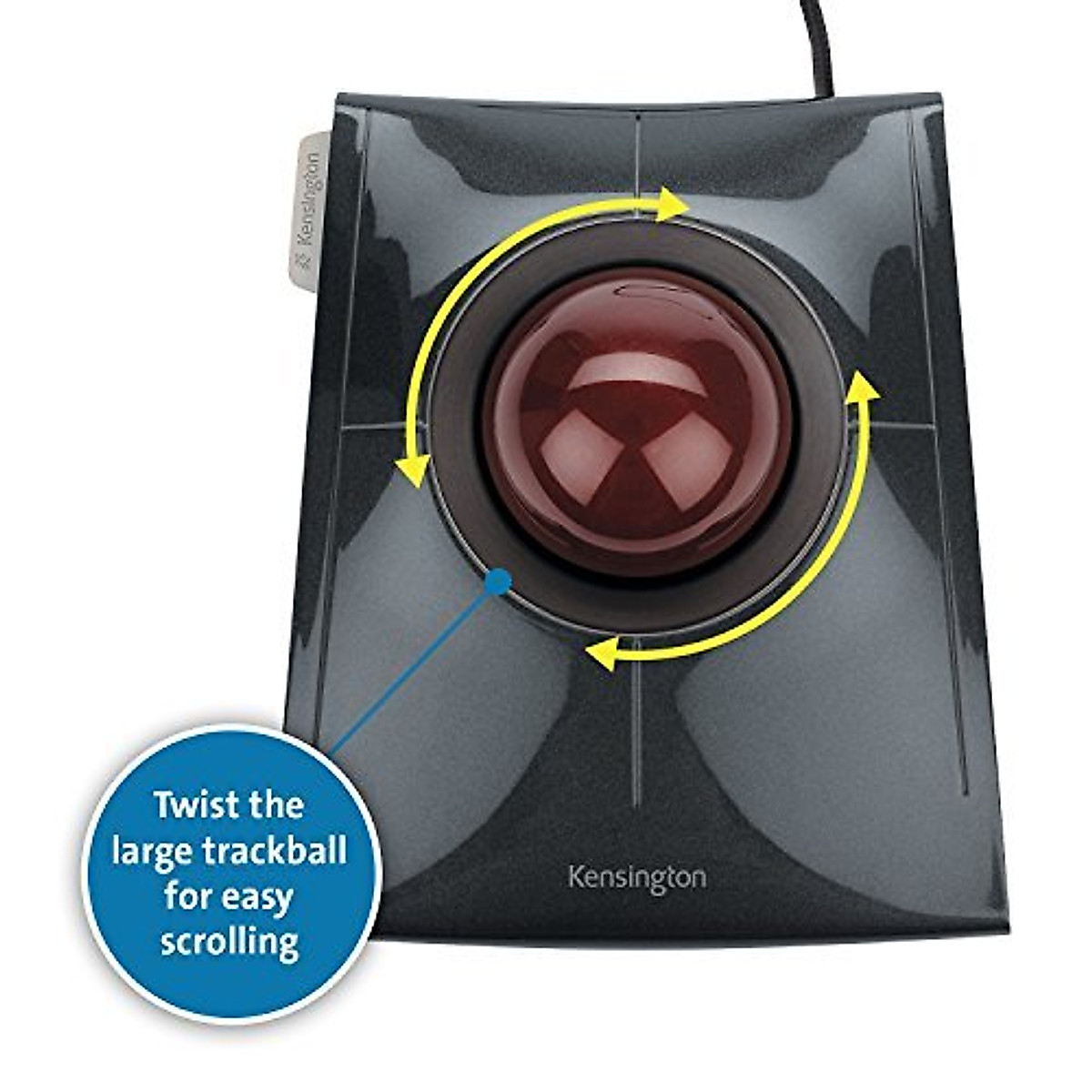 Kensington Wired SlimBlade Trackball Mouse (K72327U), Black